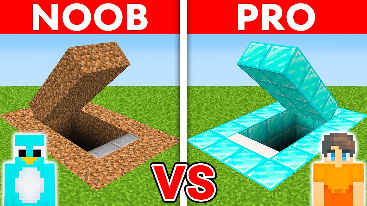 NOOB vs PRO: SECRET BUNKER House Build Challenge in Minecraft ...
