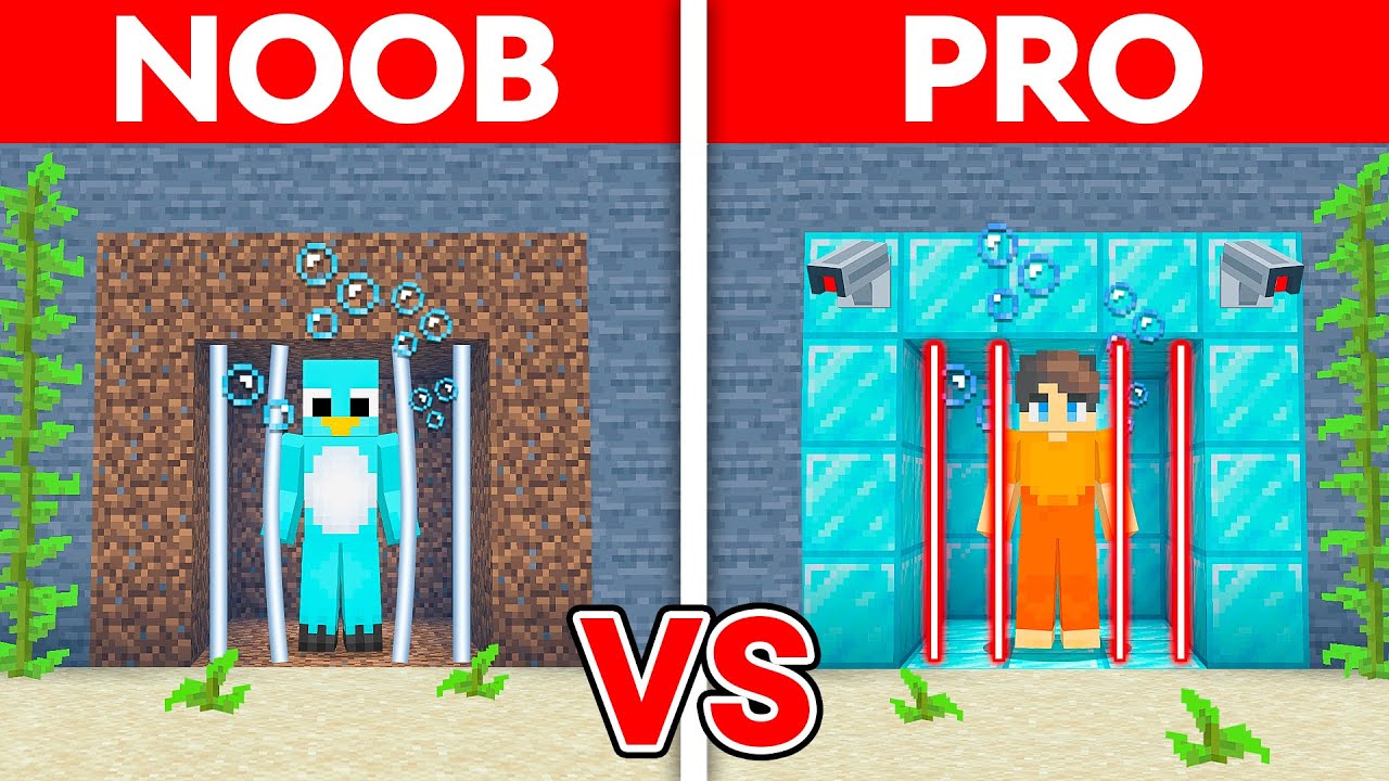 NOOB vs PRO: UNDERWATER PRISON Build Challenge in Minecraft - Minecraft ...