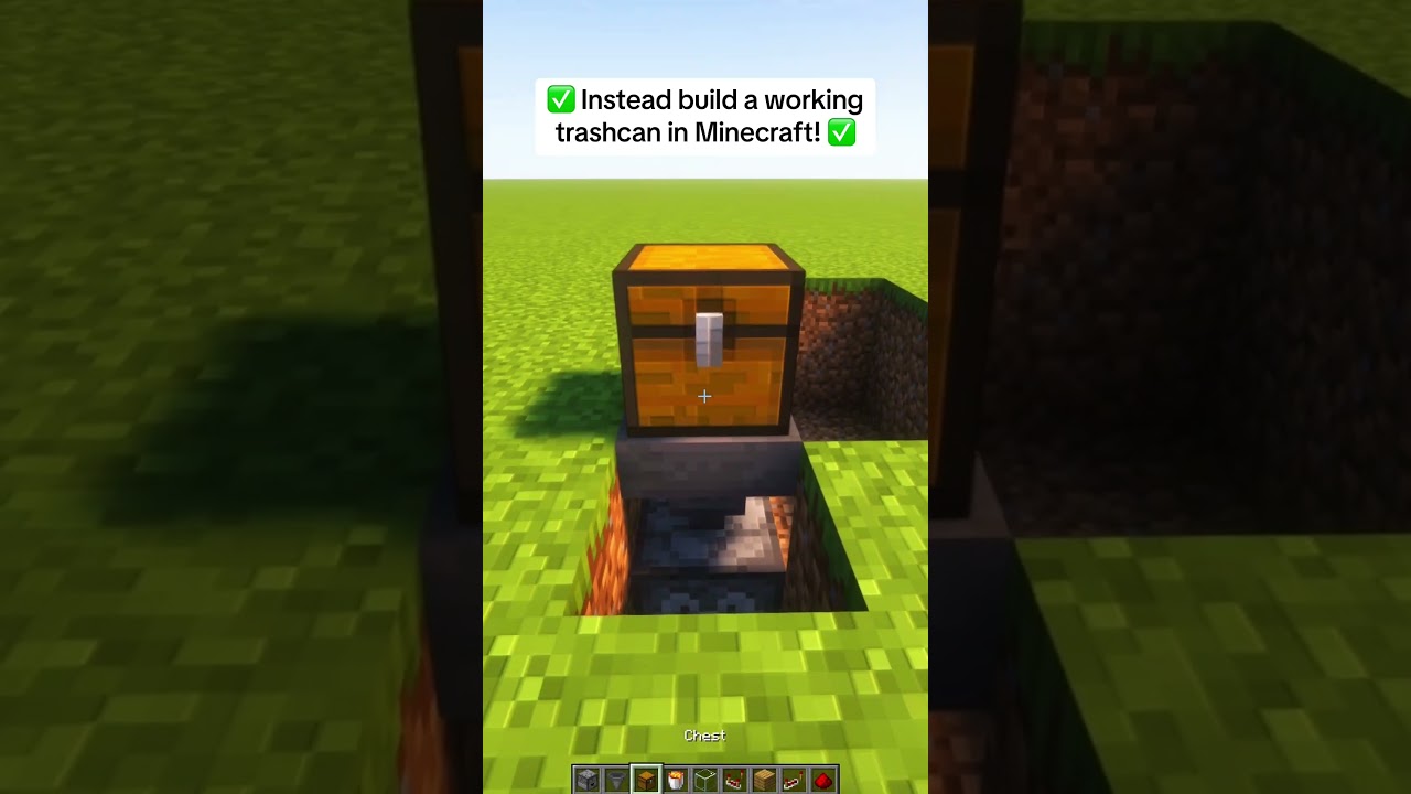 Redstone Trashcan in Minecraft! #minecraft #minecraftshorts - Minecraft ...