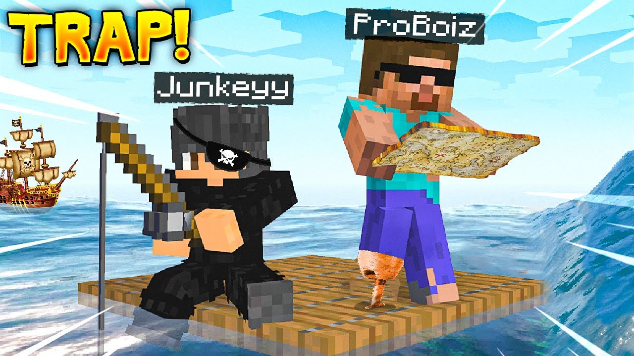 Surviving the PIRATE OCEAN on a RAFT in Minecraft - Minecraft videos