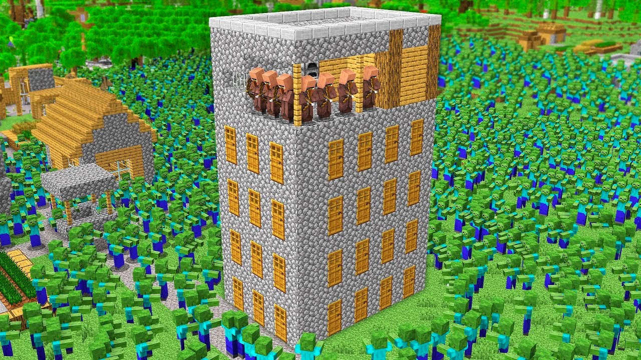 The Villager BUILD a SUPER HOUSE and are protected from the Zombie ...