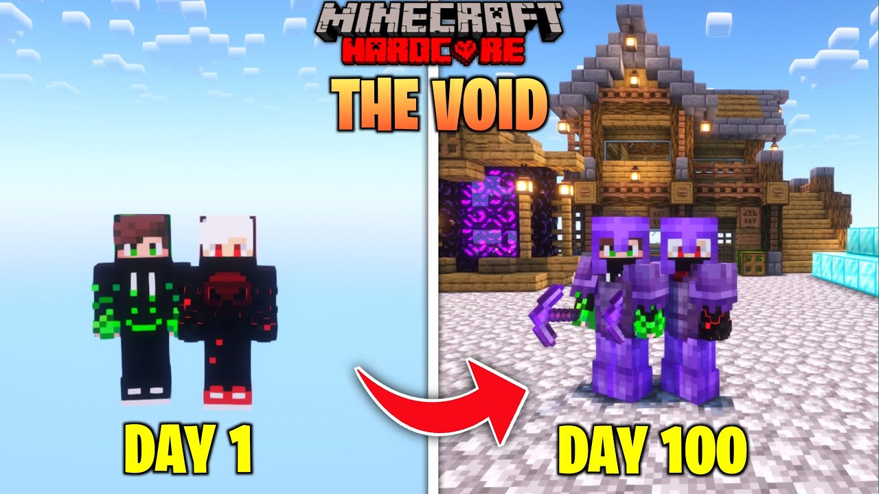 We Survived 100 Days In VOID ONLY World In Minecraft Hardcore | Duo 100 ...