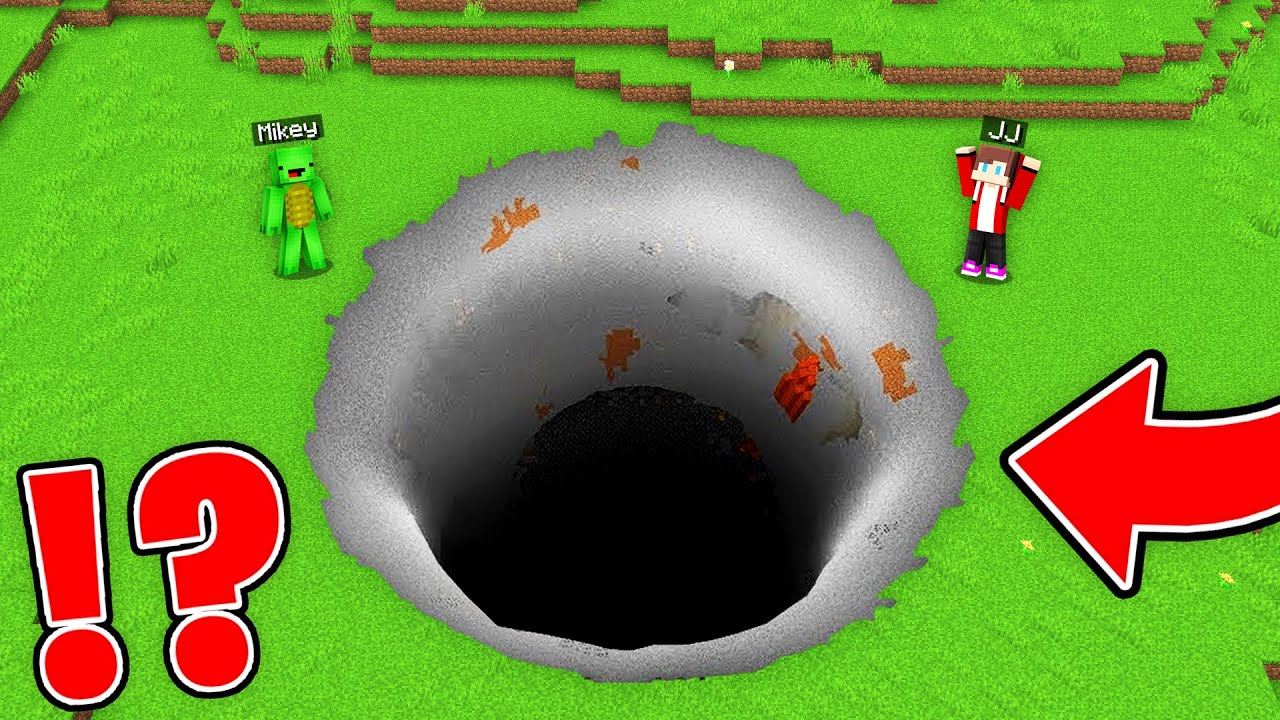 What JJ and Mikey Find inside LARGE ROUND PIT in Minecraft Maizen! - Minecraft videos