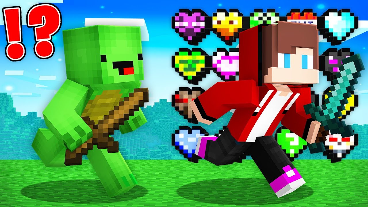 CUSTOM HEARTS Speedrunner vs Hunter : JJ vs Mikey in Minecraft Maizen! - Minecraft videos