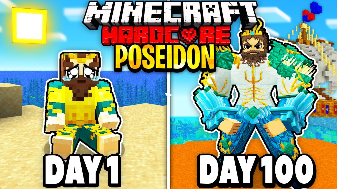 I Survived 100 Days as POSEIDON in Minecraft.. Here's What Happened.. - Minecraft videos