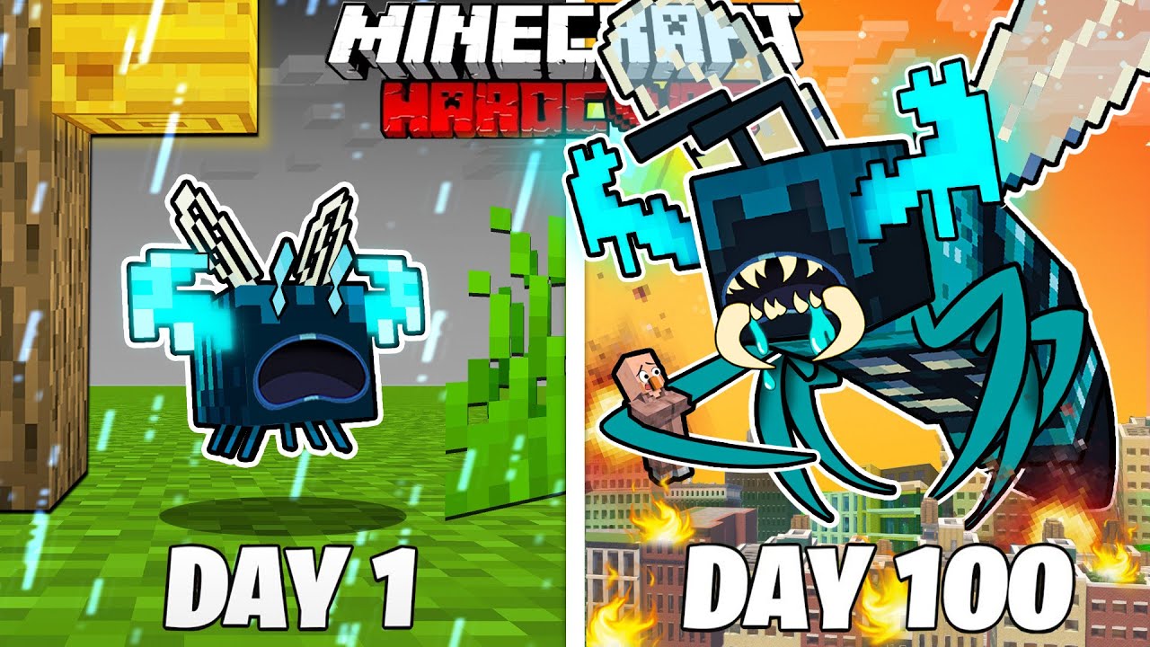 I Survived 100 Days as a WARDEN BEE in HARDCORE Minecraft - Minecraft videos