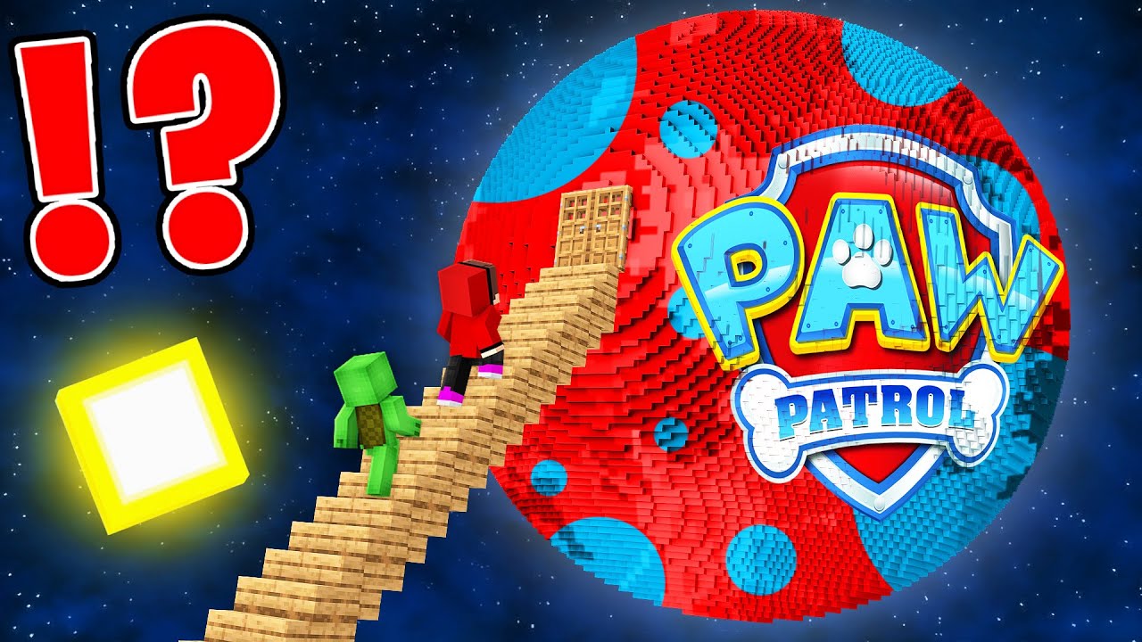 JJ and Mikey Build THE LONGEST STAIRS to PAW PATROL PLANET in Minecraft ...