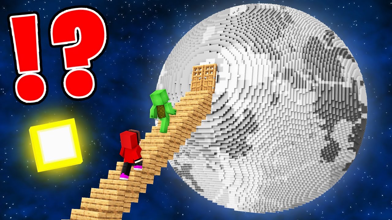 JJ and Mikey Build THE LONGEST STAIRS to THE MOON in Minecraft Maizen! - Minecraft videos