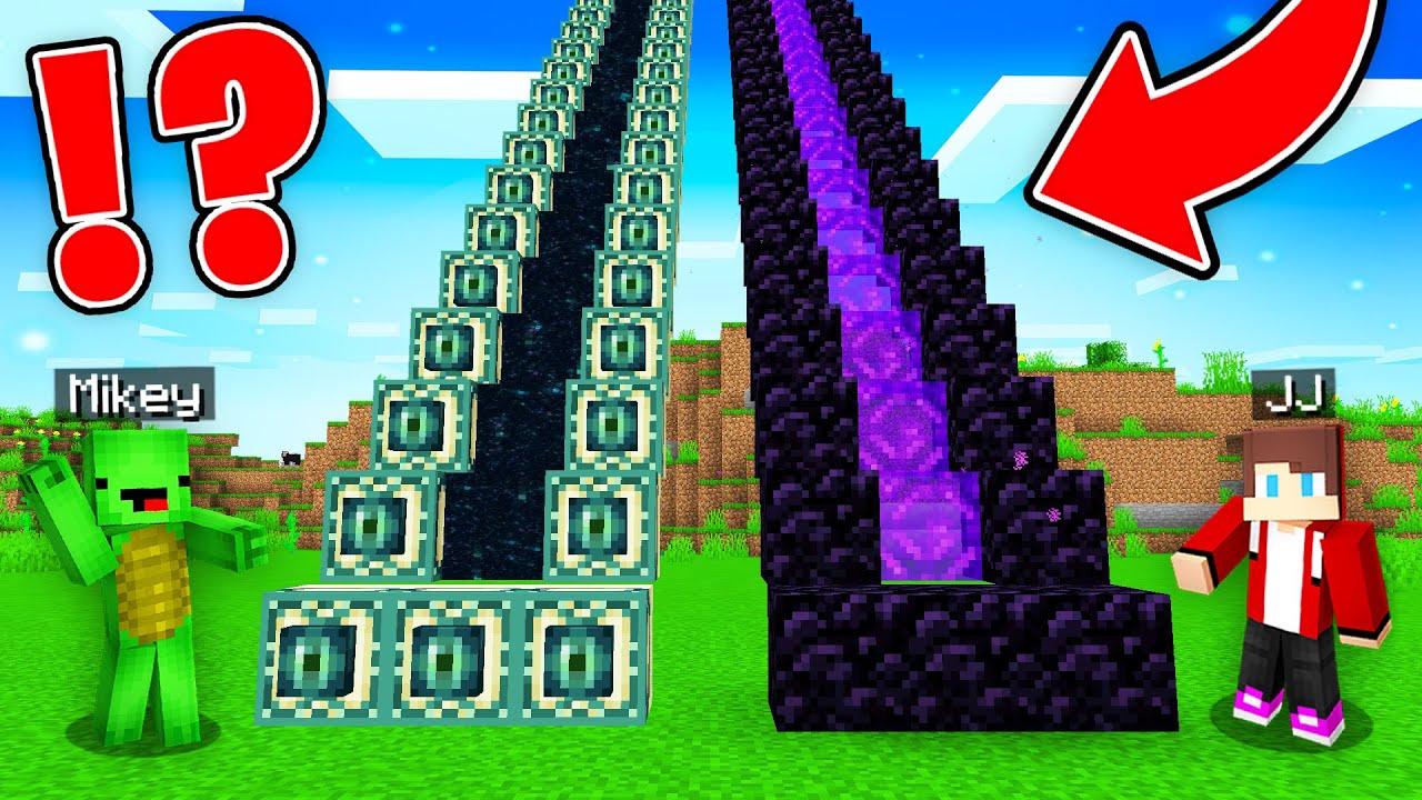JJ and Mikey Found THE LONGEST PORTAL STARIS : END vs NETHER in Minecraft Maizen! - Minecraft videos