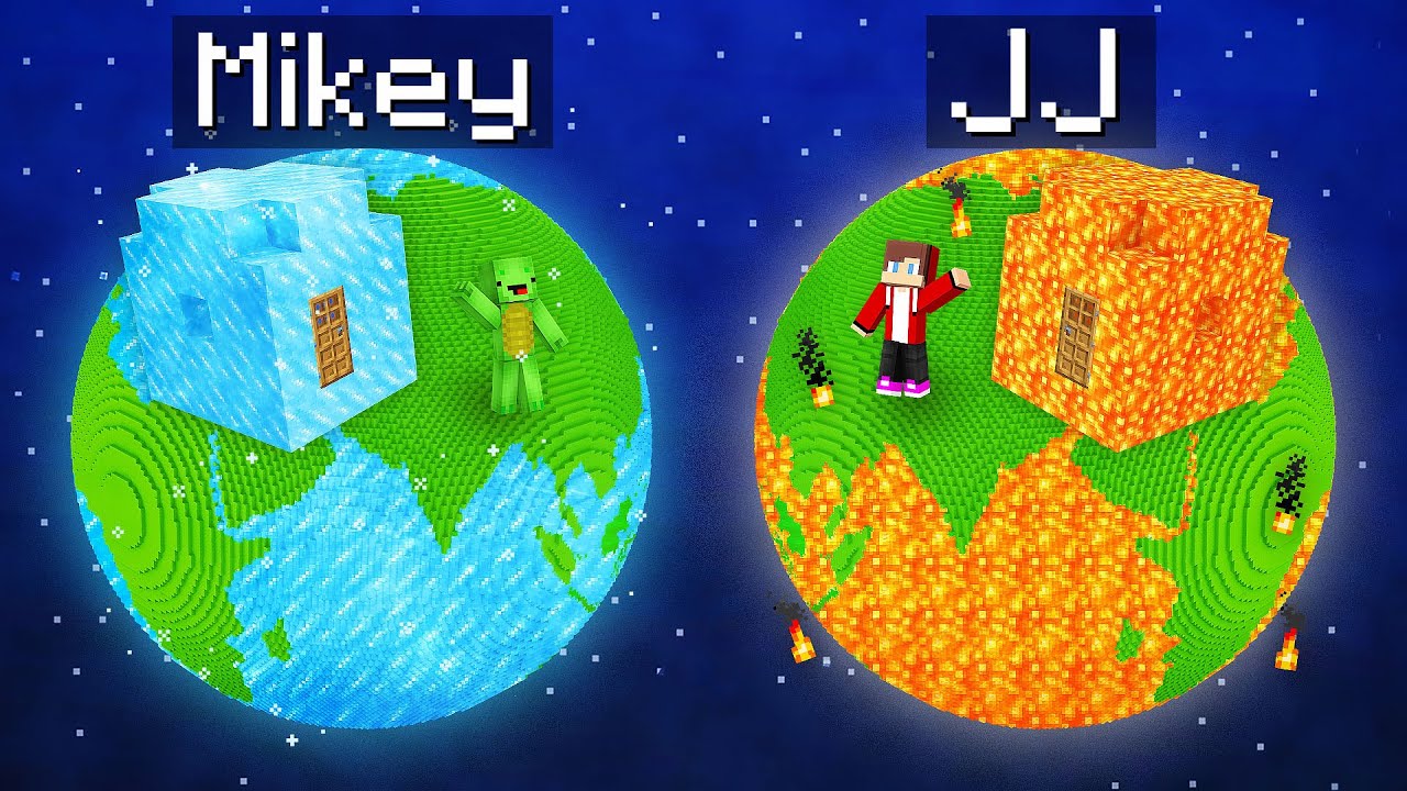 Mikey COLD Planet vs JJ HOT Planet Survival Battle in Minecraft (Maizen) - Minecraft videos