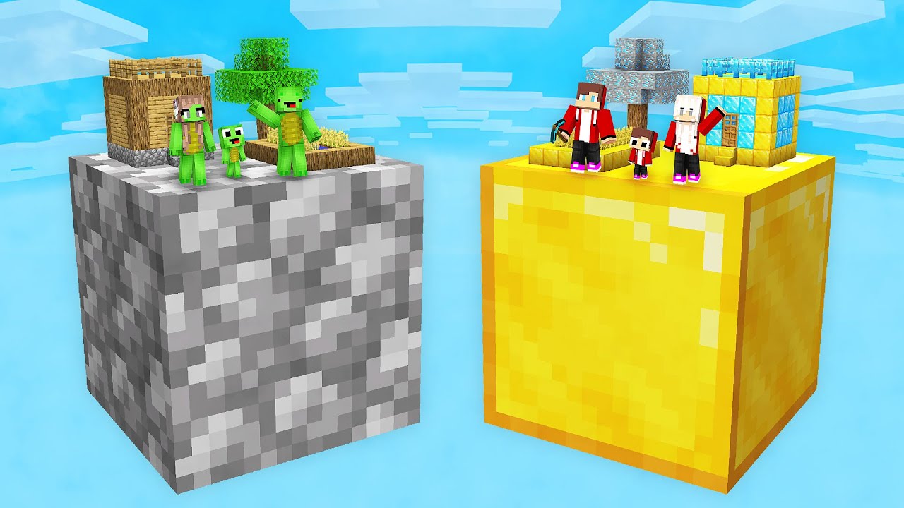 Mikey Family vs JJ Family SKYBLOCK With Only One Block in Minecraft (Maizen) - Minecraft videos