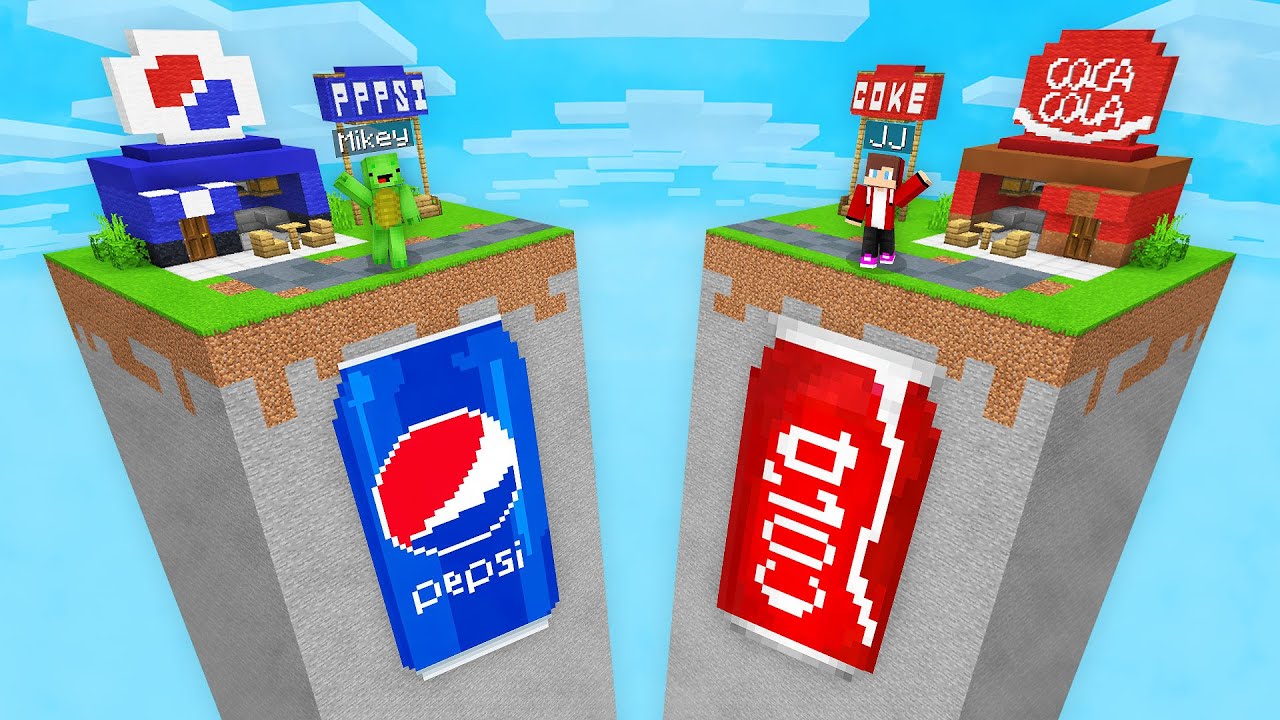 Mikey PEPSI Chunk vs JJ COCA COLA Chunk Survival Battle in Minecraft (Maizen) - Minecraft videos