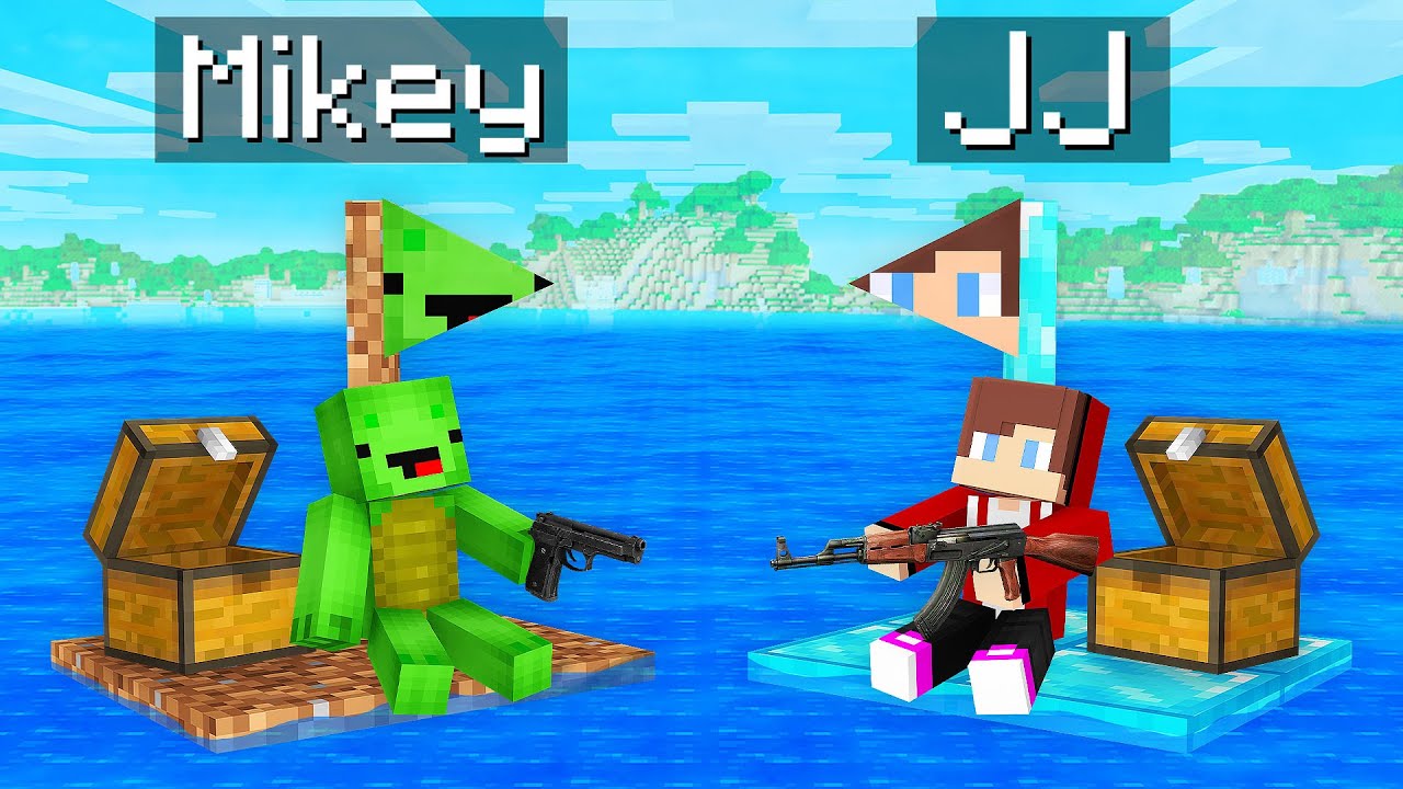 Mikey Poor RAFT vs JJ Rich RAFT Survival Battle in Minecraft (Maizen) - Minecraft videos