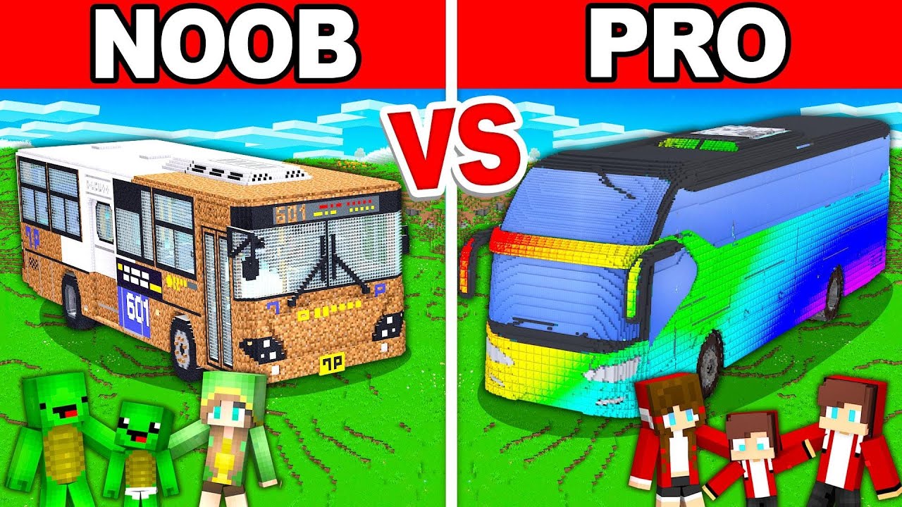 Mikey vs JJ DIRT vs RAINBOW BUS in Minecraft - NOOB vs PRO - Minecraft videos