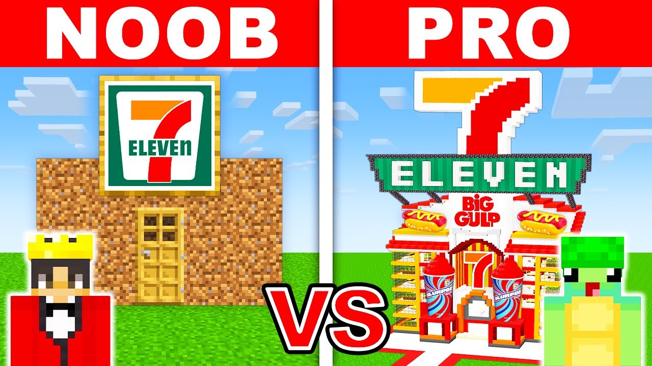 NOOB vs PRO: MODERN 7-ELEVEN HOUSE BUILD CHALLENGE in Minecraft ...