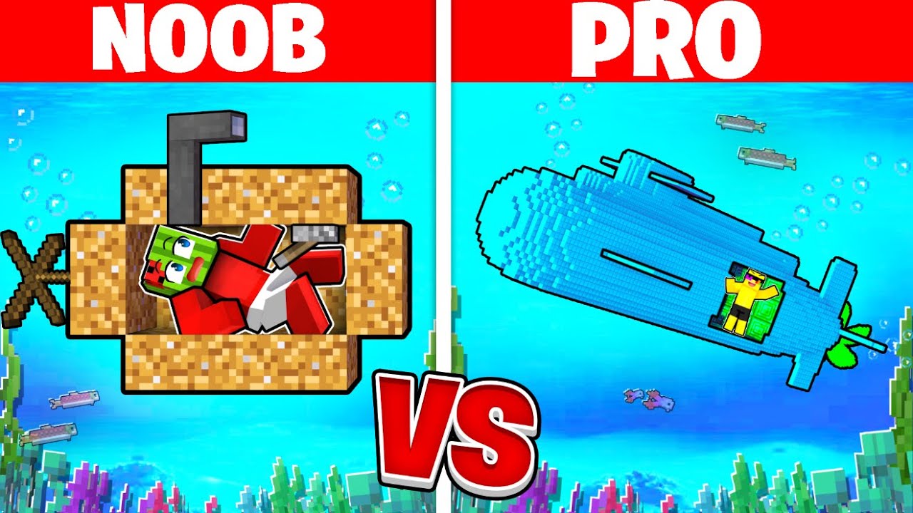 NOOB vs PRO: SUBMARINE HOUSE Build Challenge in Minecraft - Minecraft ...