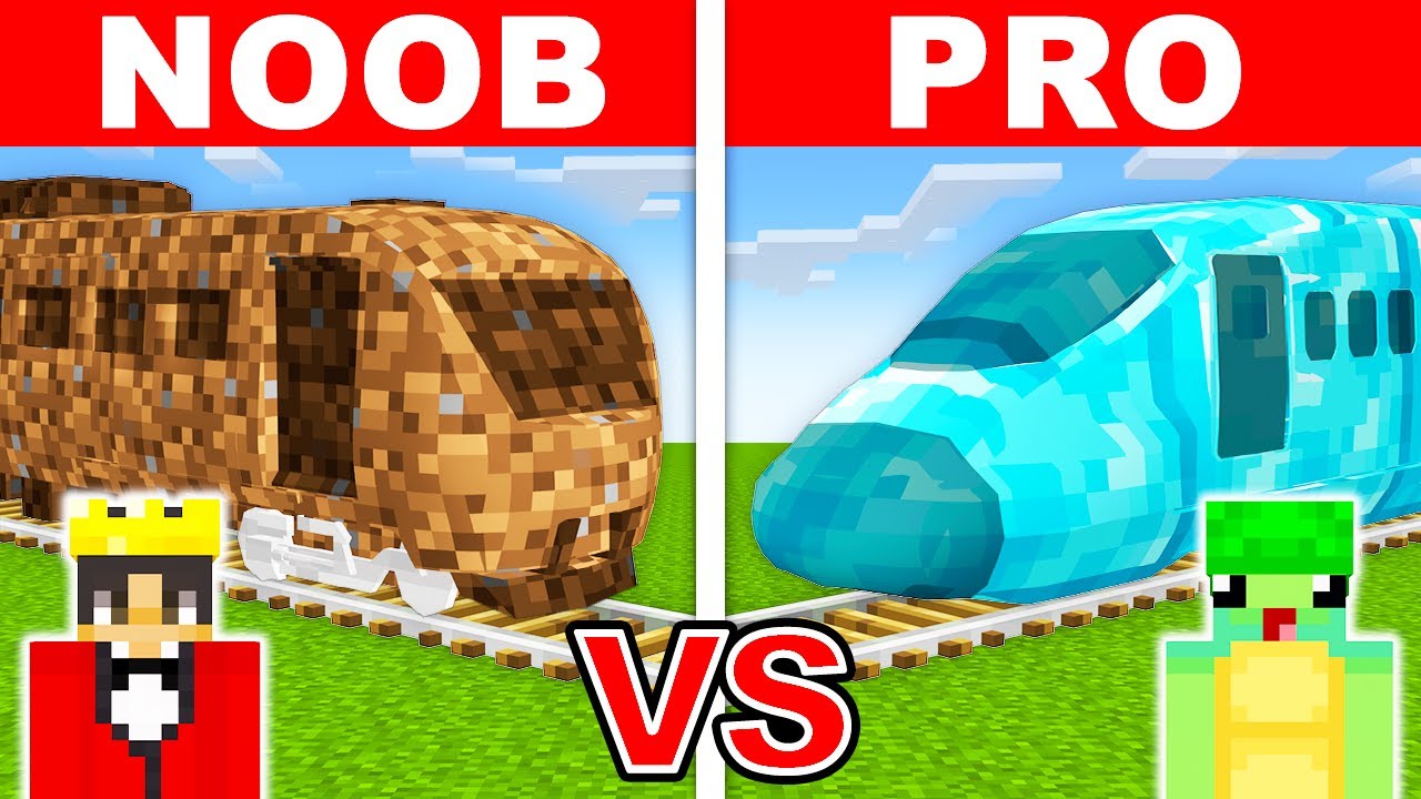 NOOB vs PRO: TRAIN House Build Challenge in Minecraft - Minecraft videos