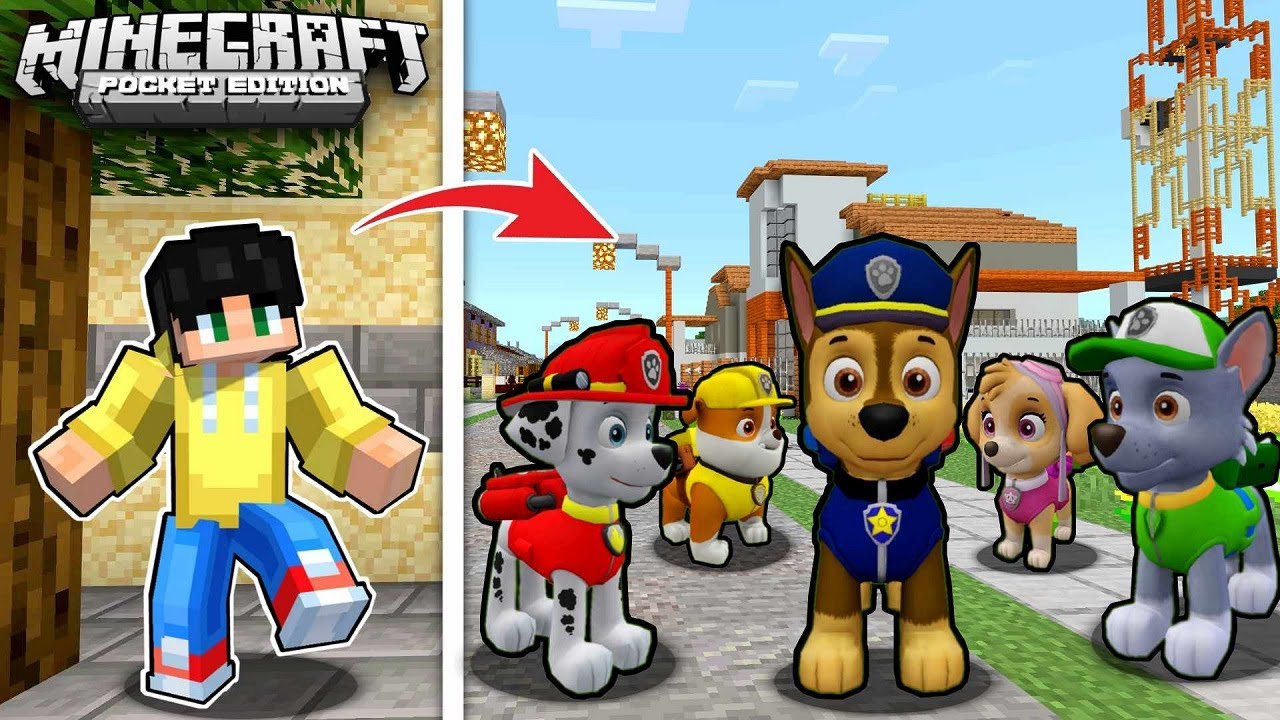 Team PAW PATROL SINAGIP ang UWU CITY sa HUSK ZOMBIE sa Minecraft PE ...
