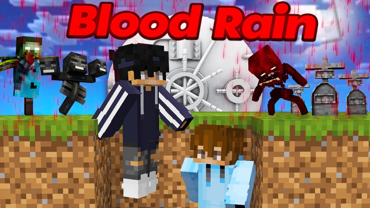 We Created a Bunker to Survive BLOOD RAIN in Minecraft! - Minecraft videos