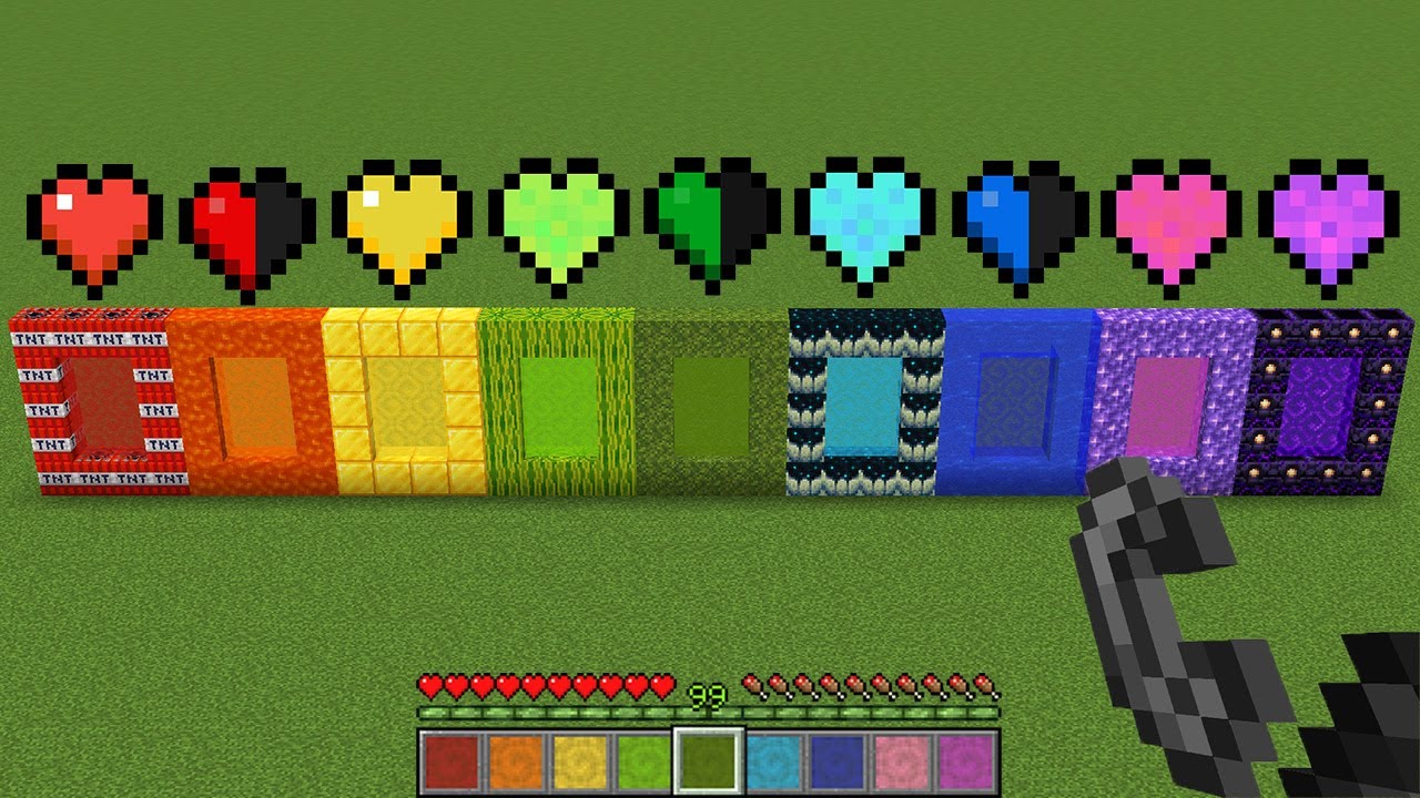 nether portals with different hearts in Minecraft - Minecraft videos