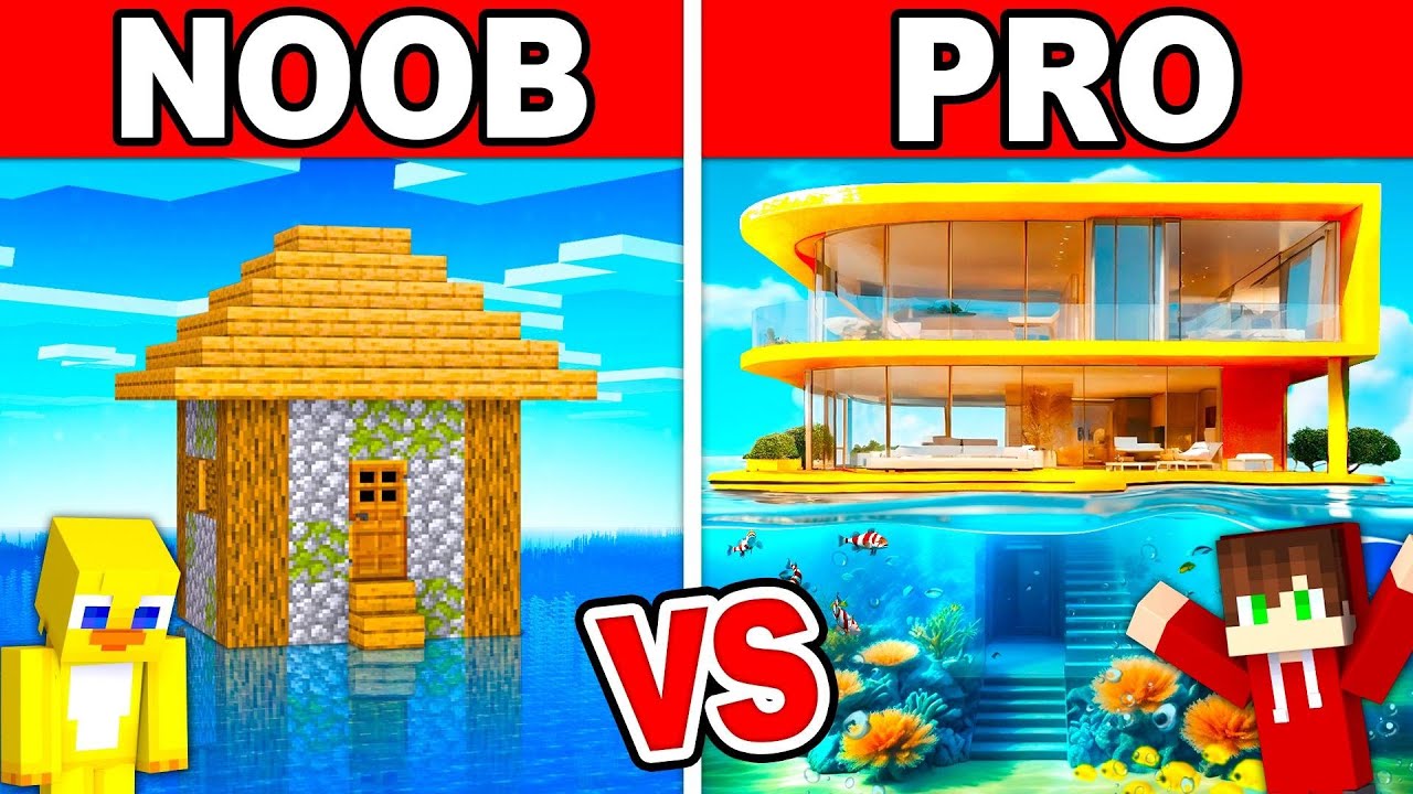 NOOB vs PRO: MODERN HOUSE ON WATER Build Challenge in Minecraft! - Minecraft videos