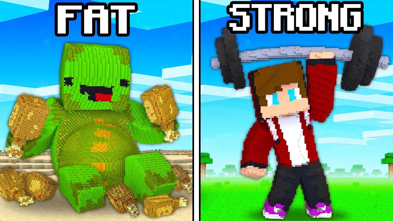 FAT Mikey and STRONG JJ Build Battle in Minecraft! - Maizen - Minecraft videos