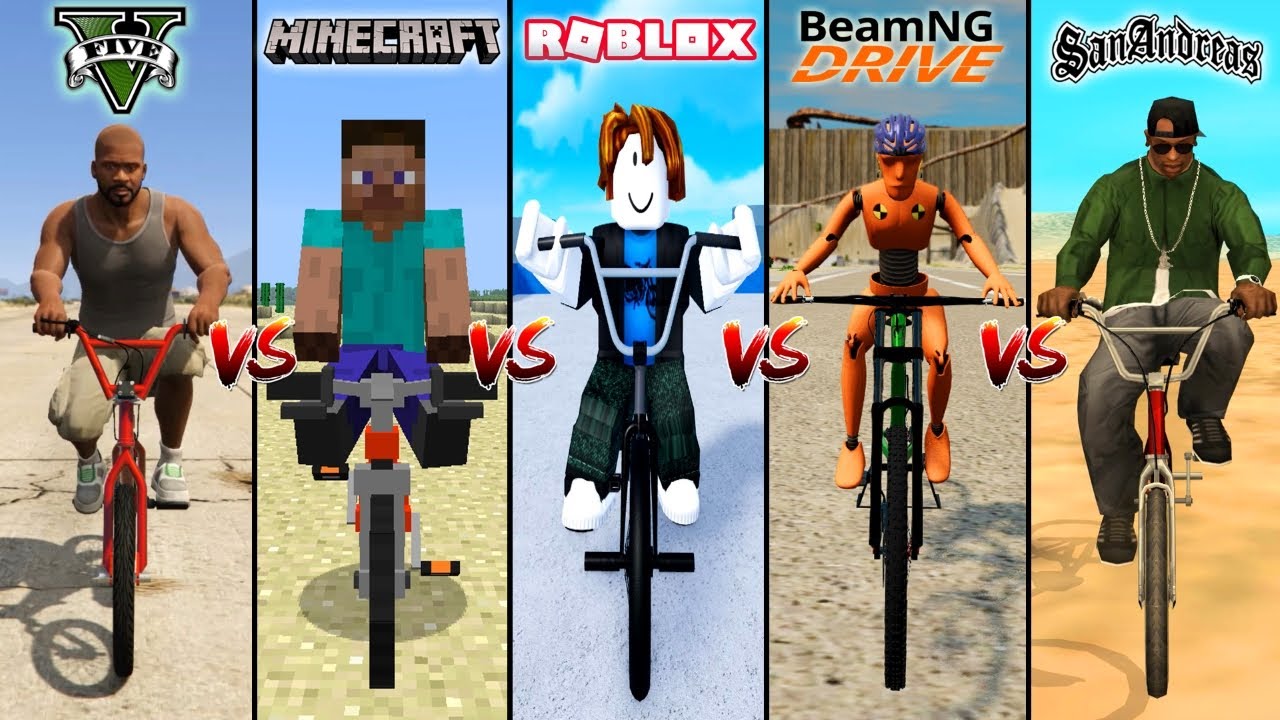 GTA 5 BMX vs Minecraft BMX vs Roblox BMX vs BeamNG drive BMX vs GTA SA ...