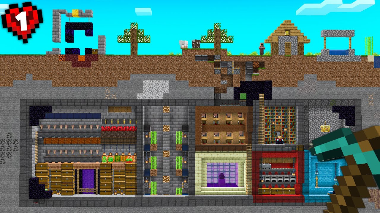 I Built a 2D Base in Minecraft Hardcore! - Minecraft videos