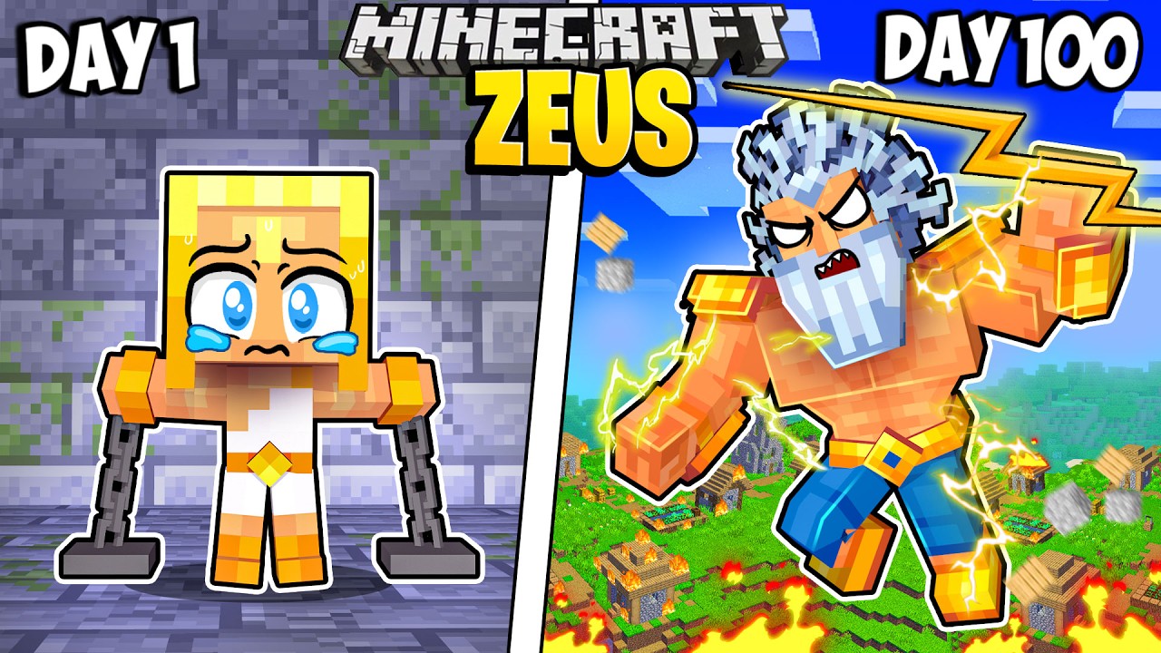 I Survived 100 Days as ZEUS in Minecraft - Minecraft videos