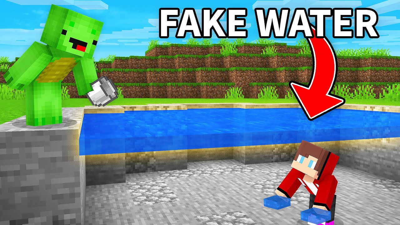 JJ Use FAKE WATER To Prank Mikey in Minecraft (Maizen) - Minecraft videos