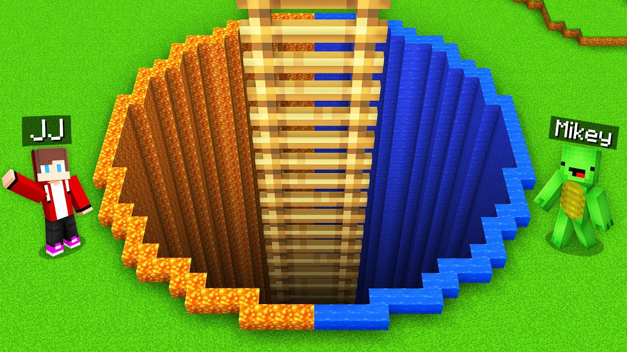 Jj And Mikey Found A Lava Water Pit And Biggest Ladder Inside In