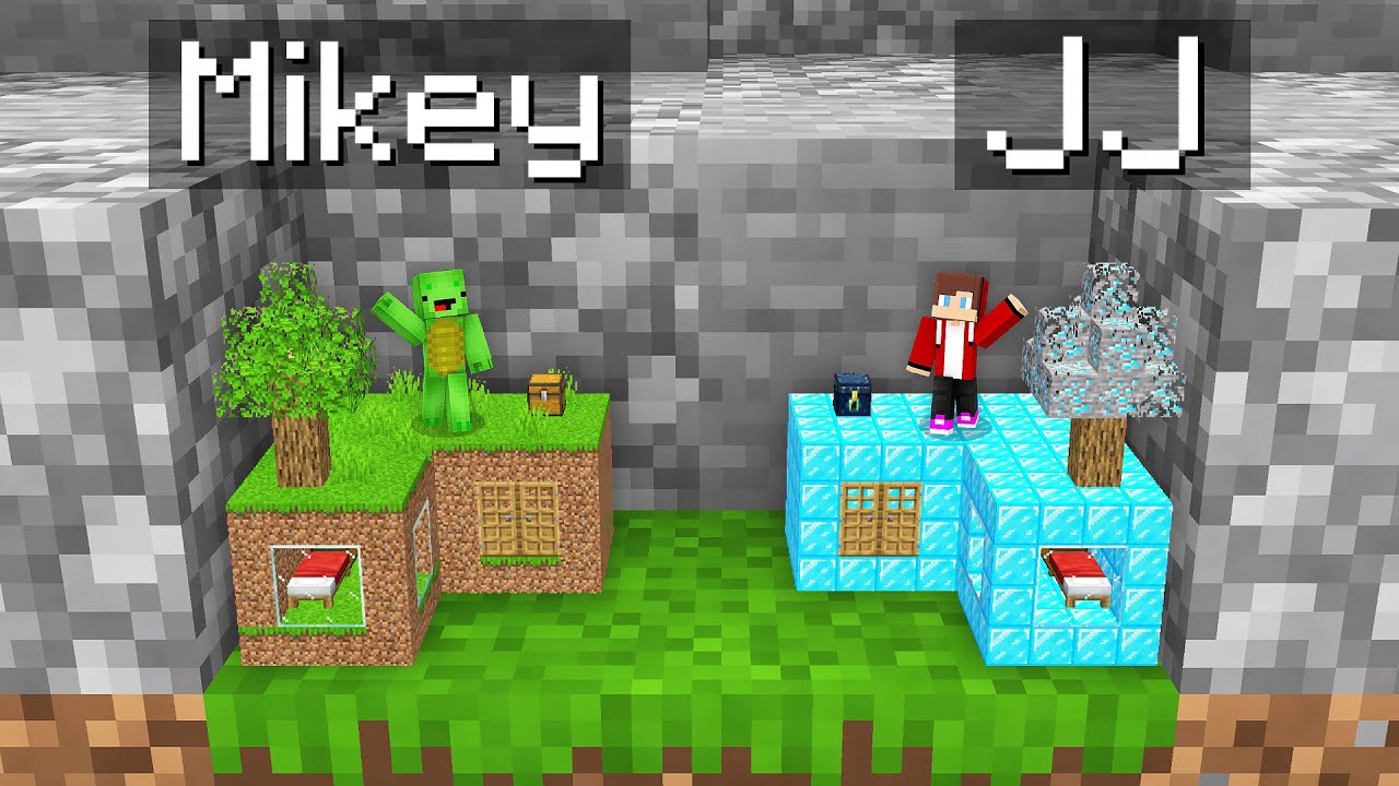 Mikey Vs Jj Tiny Chunk Survival Battle In Minecraft Maizen