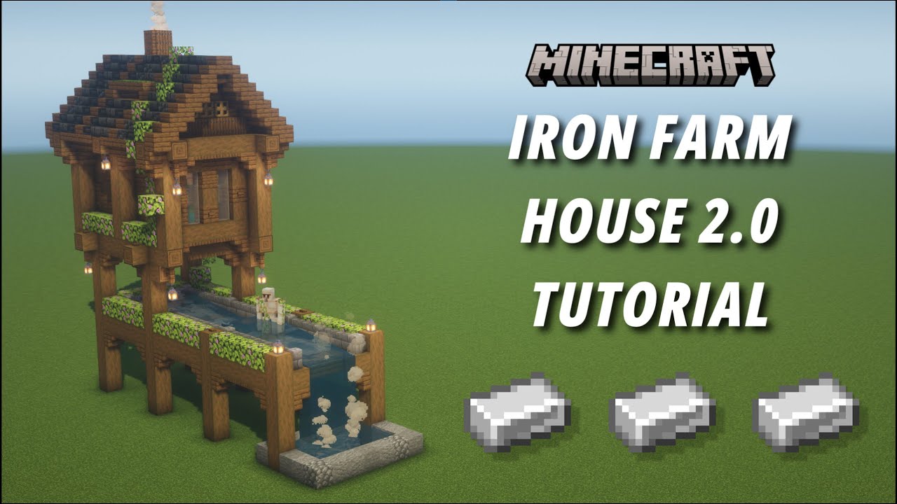 Minecraft Iron Farm House 2.0 Tutorial [Aesthetic Farm] [Java Edition ...