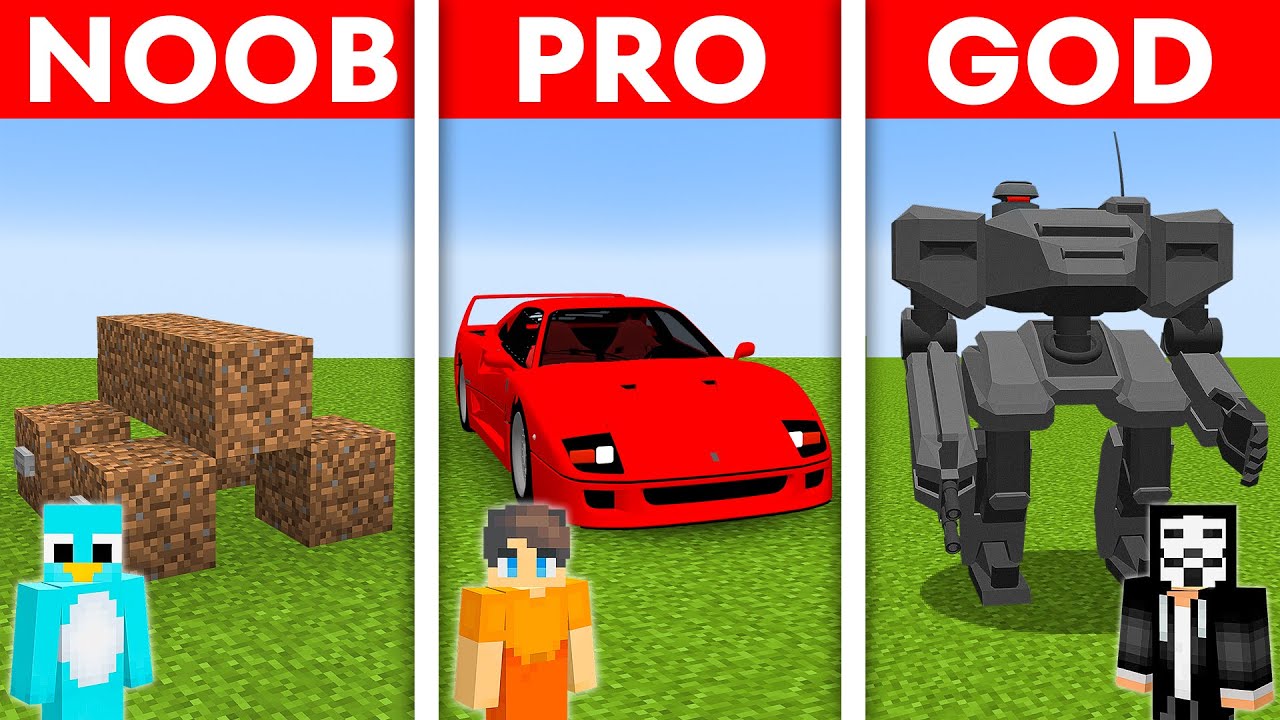 Minecraft NOOB vs PRO vs GOD: ROULETTE OF CARS Challenge - Minecraft videos