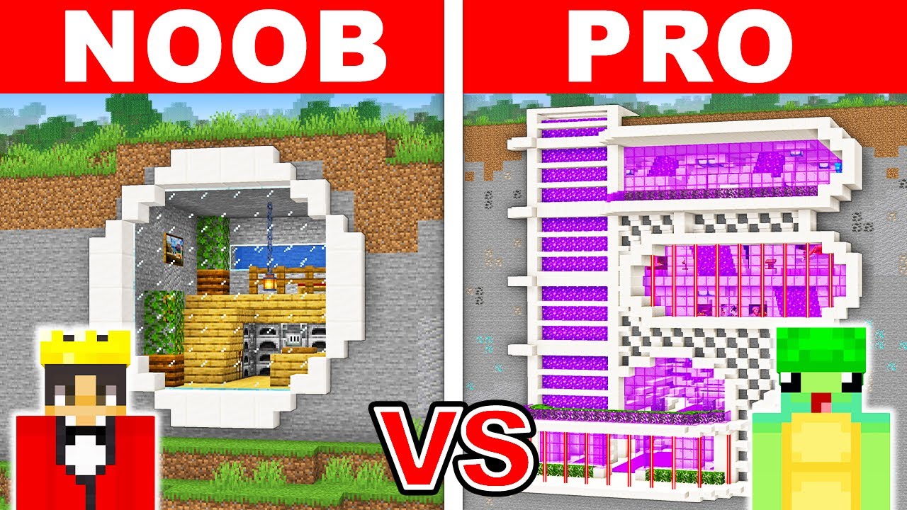 NOOB vs PRO: MOUNTAIN CLIFF HOUSE Build Challenge in Minecraft - Minecraft videos