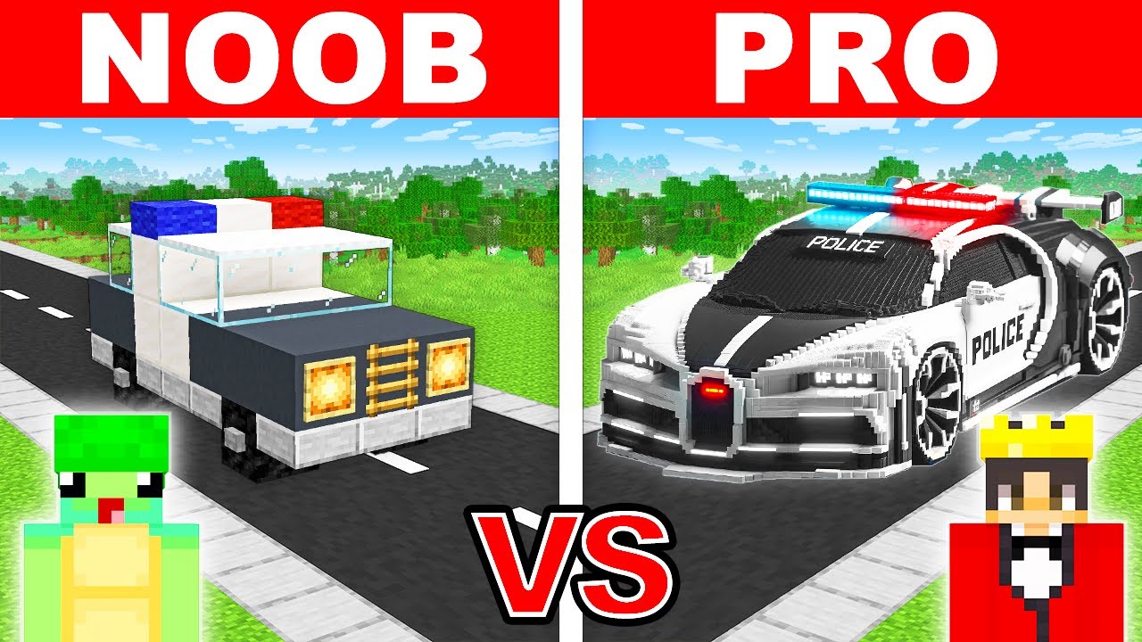 NOOB vs PRO: POLICE CAR House Build Challenge In Minecraft! - Minecraft ...