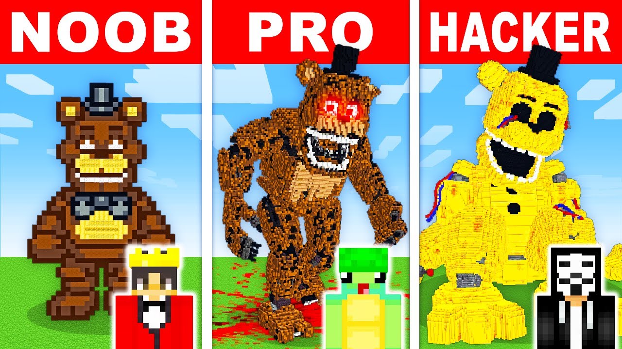 NOOB vs PRO: SCARY FNAF Build Challenge in Minecraft - Minecraft videos