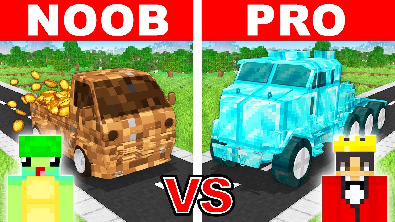 NOOB vs PRO: TRUCK House Build Challenge in Minecraft - Minecraft videos
