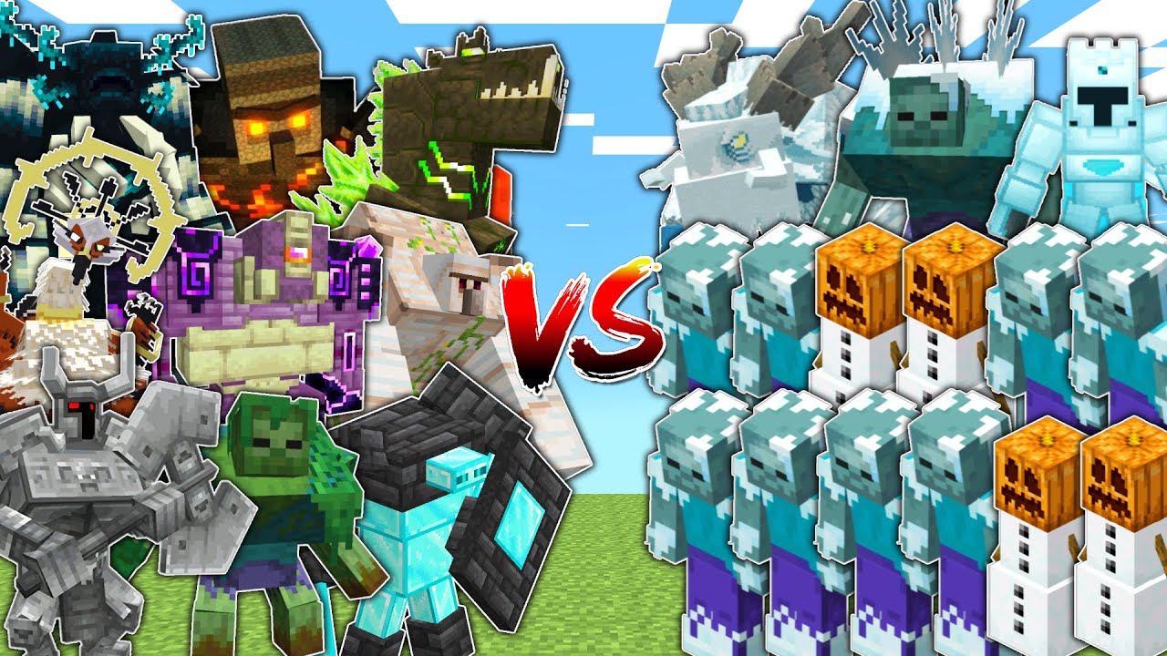OP BOSSES vs FROZEN ARMY in Mob Battle - Minecraft videos