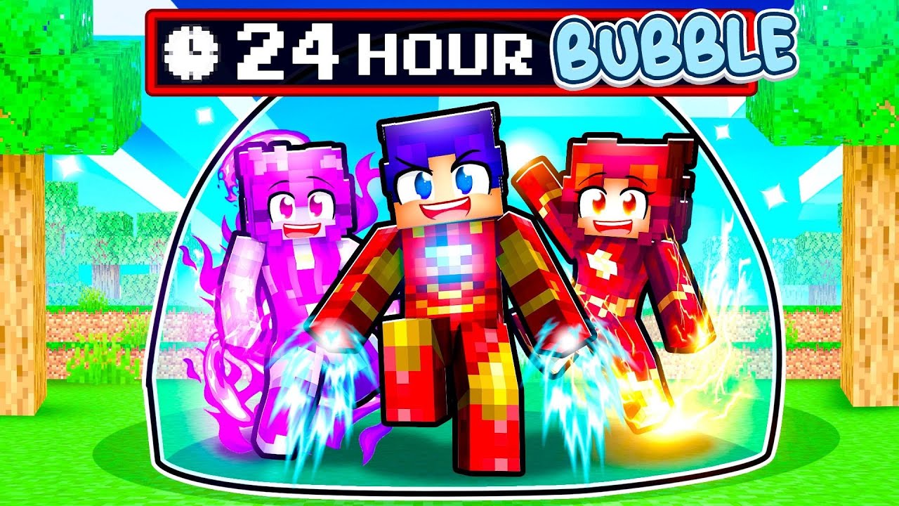 TRAPPED In A SUPERHERO ONLY BUBBLE In Minecraft! - Minecraft videos