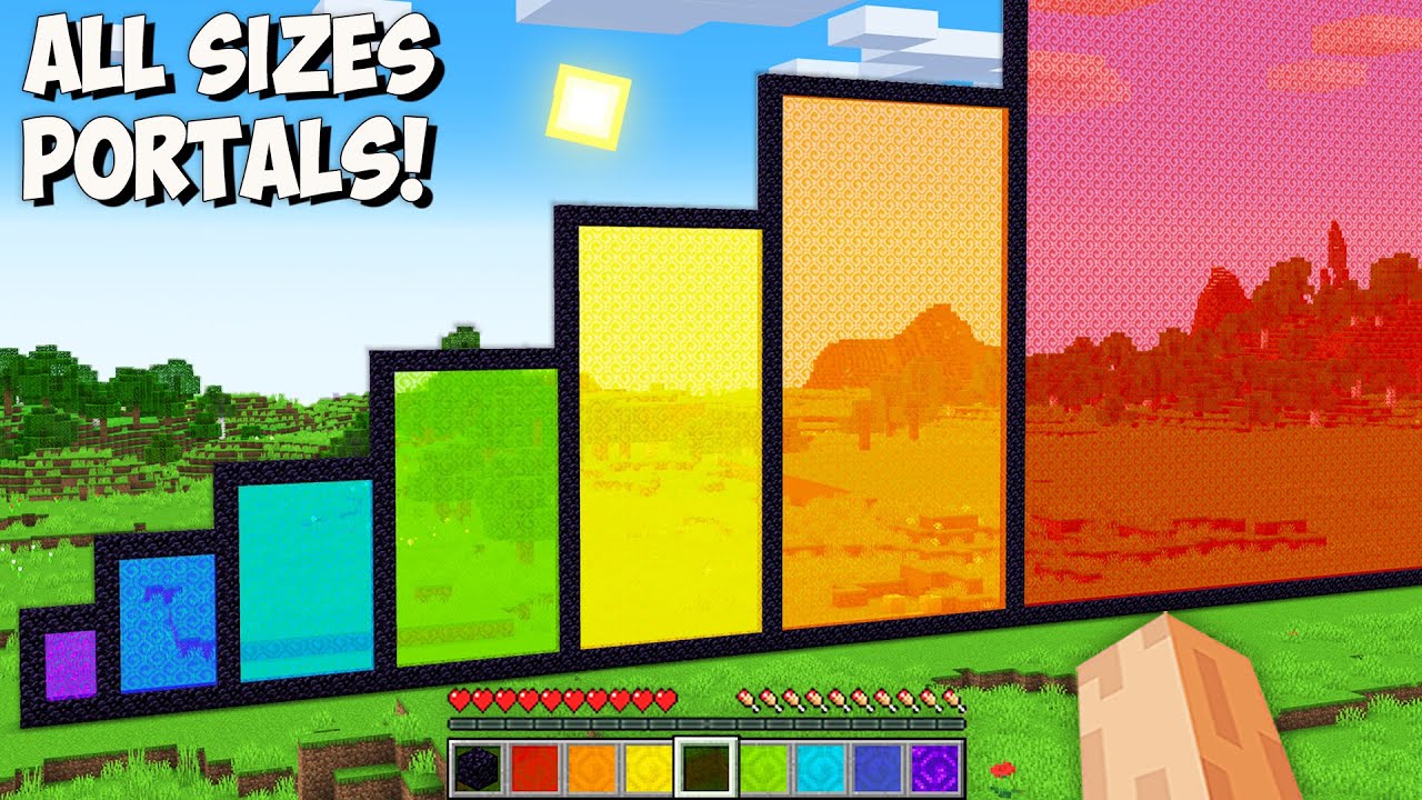 This is ALL SIZES PORTAL in Minecraft! NEW SECRET SMALLEST vs NORMAL vs GIANT PORTALS ...