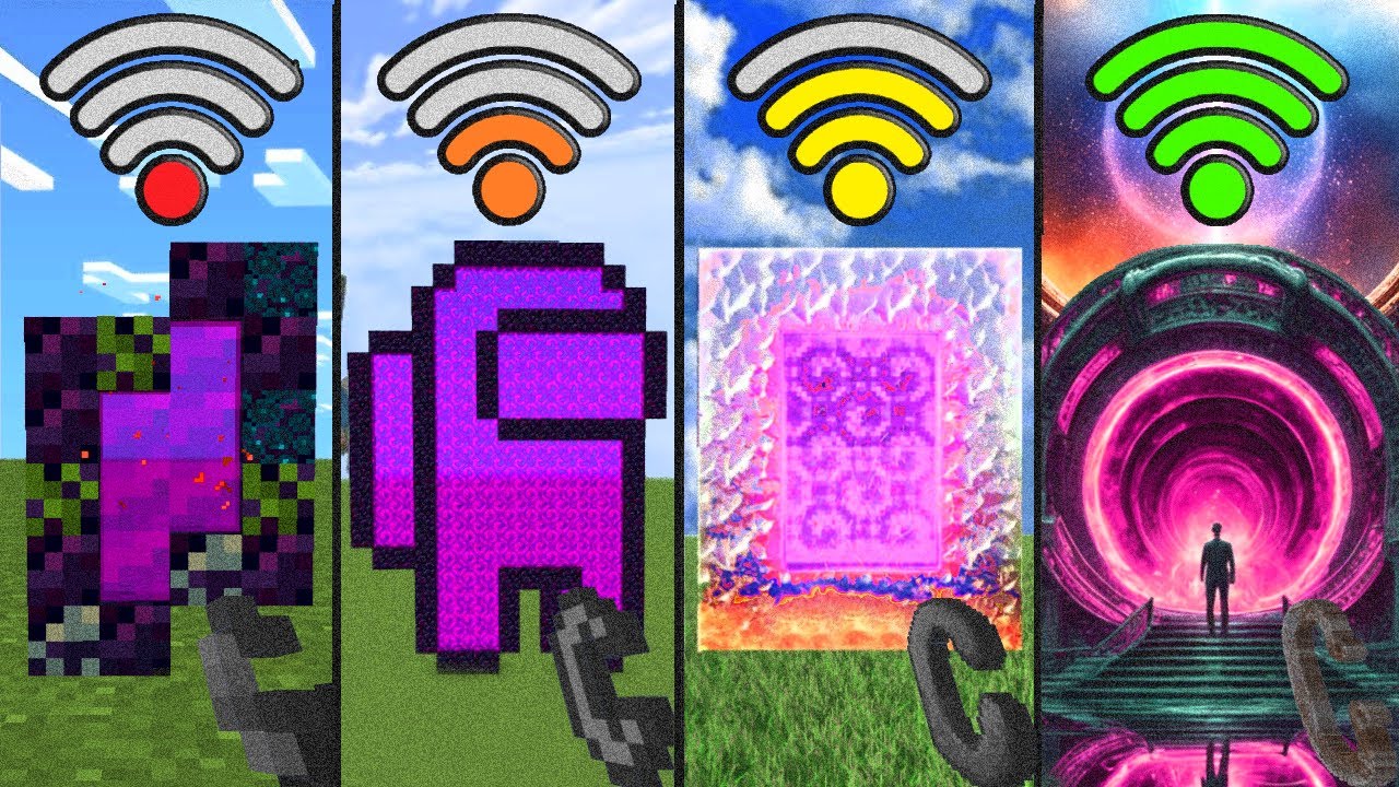 nether portals with different Wi-Fi in Minecraft v2 - Minecraft videos
