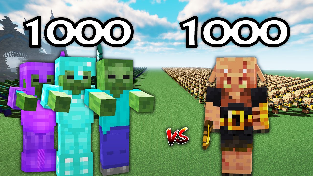 1000 Zombies Vs 1000 Piglin Brute | Minecraft - Minecraft videos