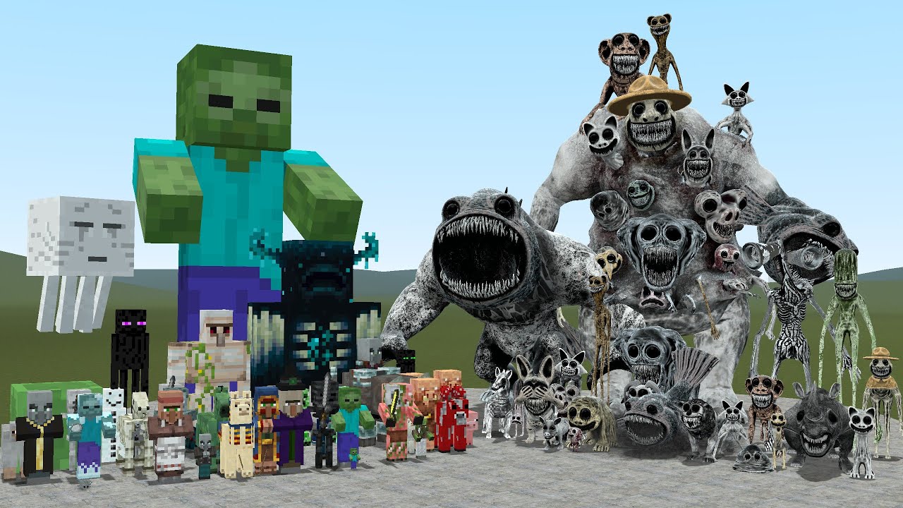 ALL MINECRAFT MOBS VS ALL ZOONOMALY MONSTERS In Garry's Mod ...