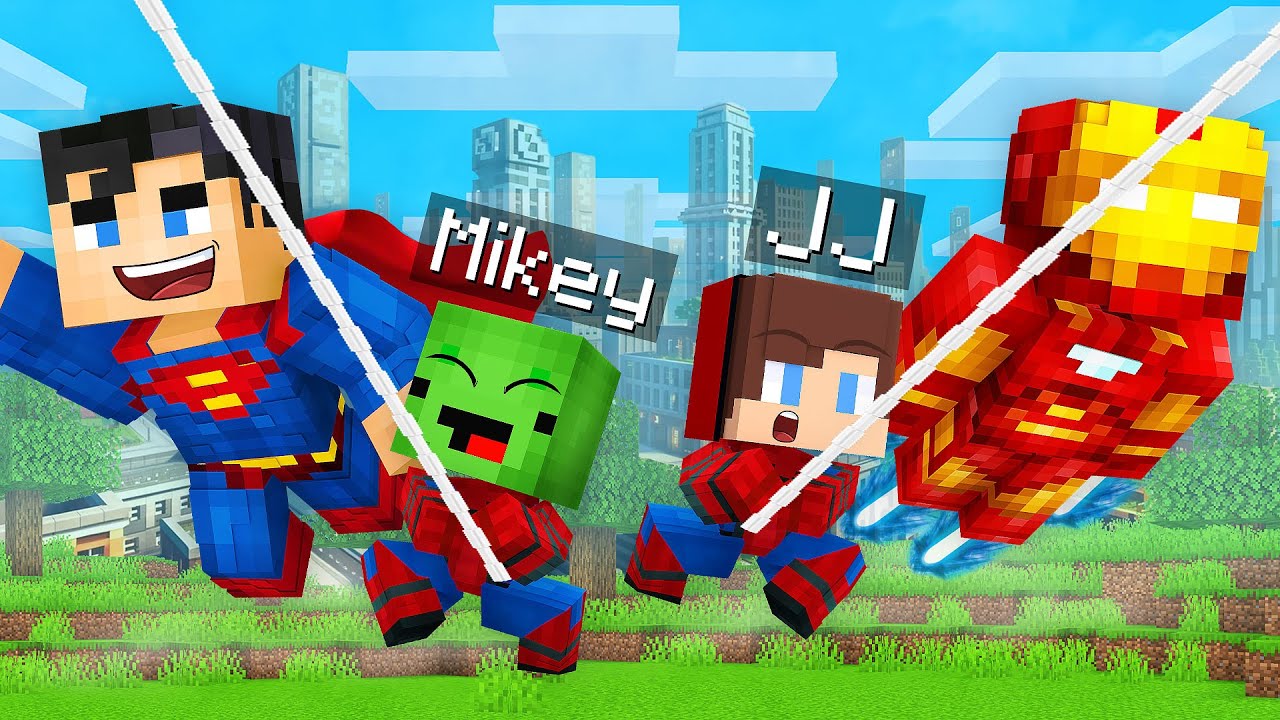Baby Mikey & Baby JJ Joined Superheroes Family in Minecraft (Maizen) - Minecraft videos