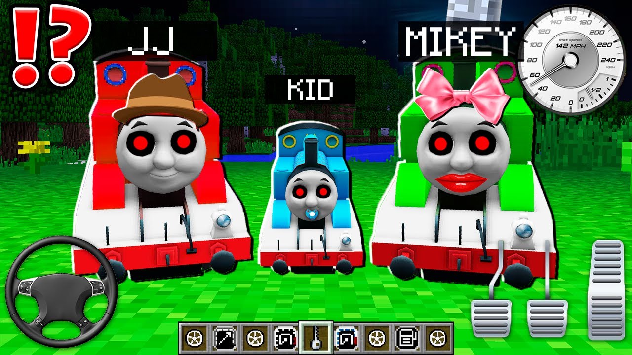 How JJ and MIKEY CONTROL Little Creepy THOMAS TRAIN Family at 3:00am? - in Minecraft Maizen ...