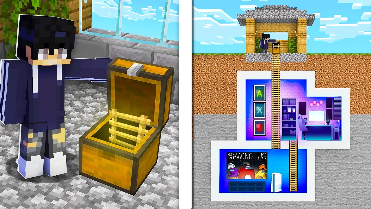 I Built a Secret GAMING ROOM To Hide in Minecraft! - Minecraft videos