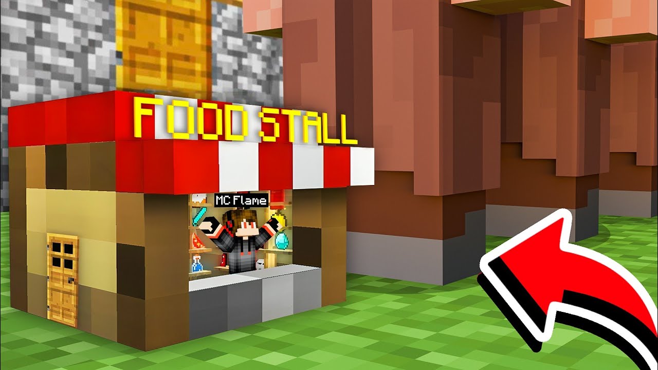 I open a Mini FOOD STALL in minecraft - Minecraft videos