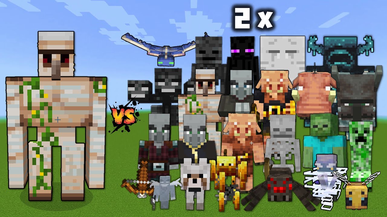 Iron Golem vs 2x All Minecraft Mobs - Minecraft videos