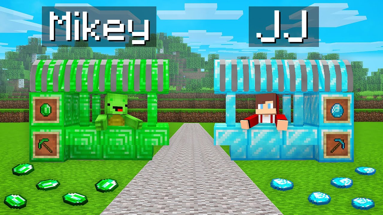 Mikey EMERALD Store vs JJ DIAMOND Store in Minecraft (Maizen) - Minecraft videos